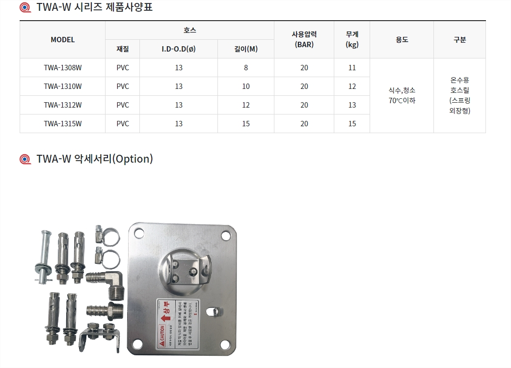 코릴 온수용 주방릴 TWA-1310W 시리즈